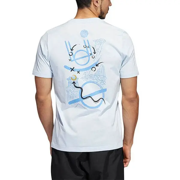Adidas Printing Round Neck Pullover Short Sleeve Blue T-shirt