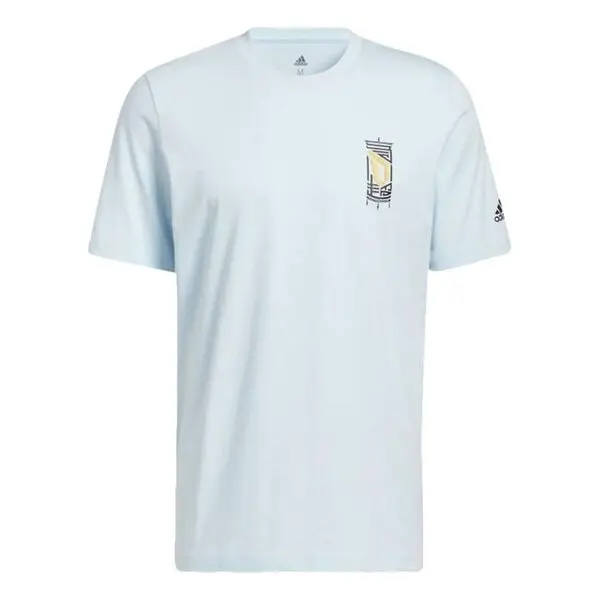 Adidas Printing Round Neck Pullover Short Sleeve Blue T-shirt - Default Color