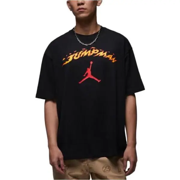 JORDAN Fire Jumpman Logo T-shirt 'black