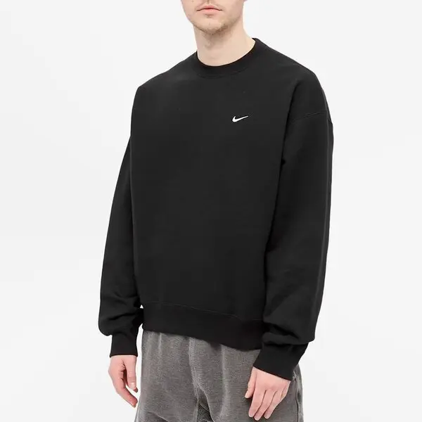 Nike Solo Swoosh Fleece Solid Color Logo Embroidered Long Sleeves Black - Multi-color