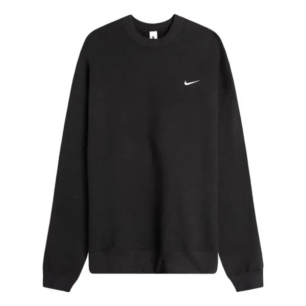 Nike Solo Swoosh Fleece Solid Color Logo Embroidered Long Sleeves Black - Multi-color
