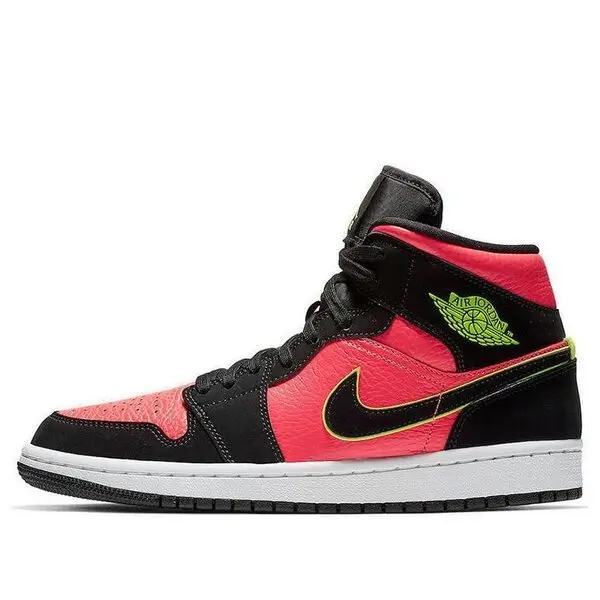 JORDAN 1 Retro Mid Sneakers - Black/volt/hot Punch