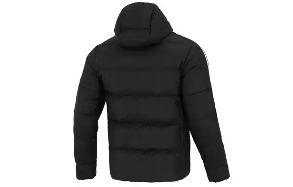 Adidas Padded Down Jacket With Hood And Logo Detail - Black