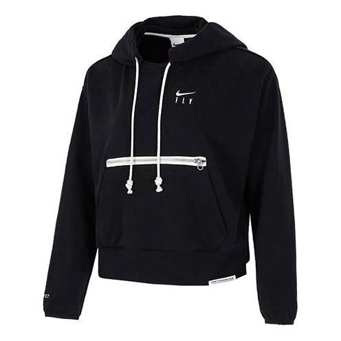 Nike Embroidered Logo Cropped Hoodie - Black