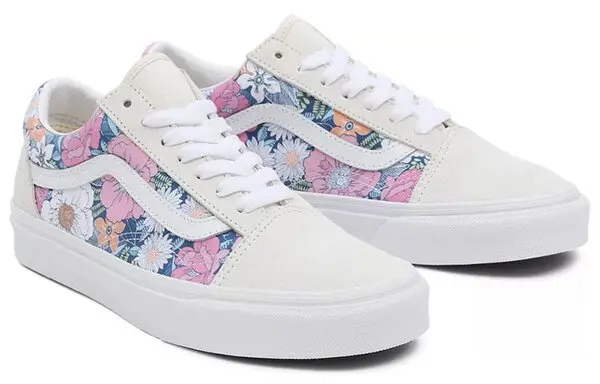 VANS Retro Floral Old Skool Sneakers - White/blue