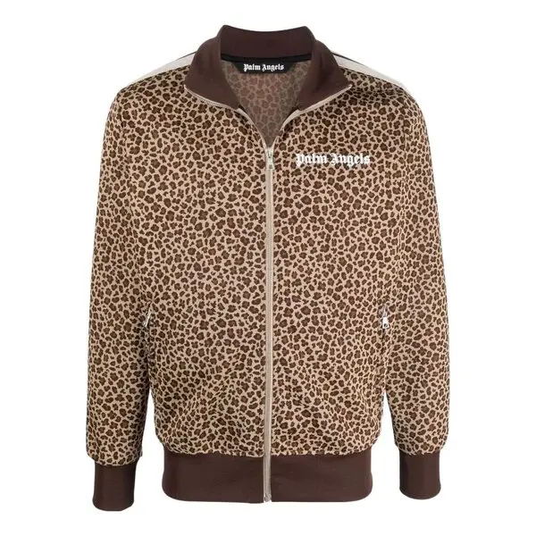 Palm Angels Leopard Print Track Jacket - Brown/white
