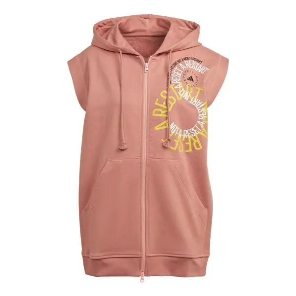 Adidas Logo Alphabet Printing Pattern Zipper Hooded Sleeveless - Default Colorway