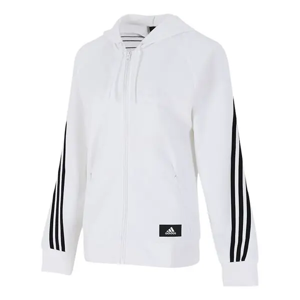 Adidas Fieece 3-stripe Knit Jacket - White/black