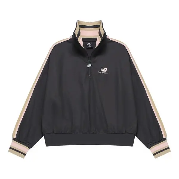 NEW BALANCE Half Zip Sweatshirt - Black/pink/beige