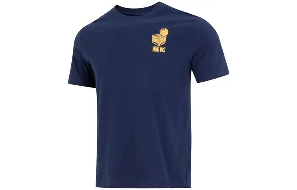 Nike Logo Geometry Pattern Printing Round Neck Short Sleeve Navy Blue T-shirt