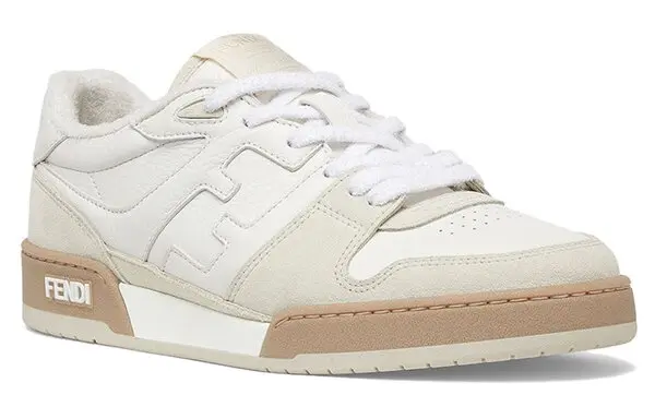 Fendi Match Low Top Suede Sneakers - White/beige