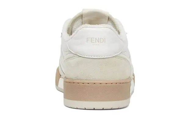 Fendi Match Low Top Suede Sneakers - White/beige