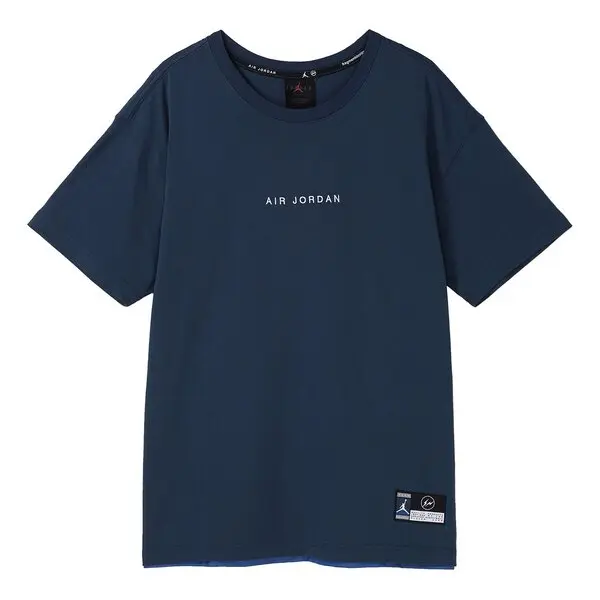 JORDAN X Fragment Design Fw Street Style Collaboration Cotton Logo - Blue