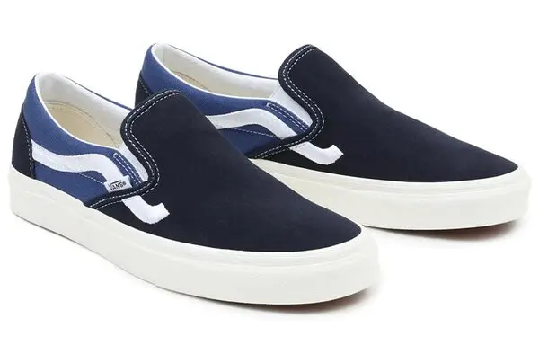 VANS Classic Slip-on Sidestripe Navy Sneakers - Blue/white