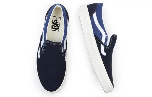 VANS Classic Slip-on Sidestripe Navy Sneakers - Blue/white
