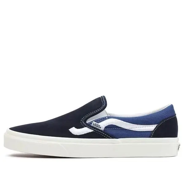 VANS Classic Slip-on Sidestripe Navy Sneakers - Blue/white
