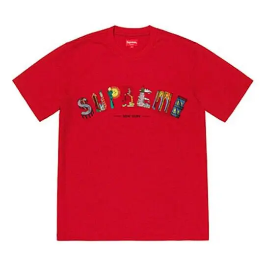 Supreme Ss19 City Arc Embroidered Logo Short Sleeve - Red