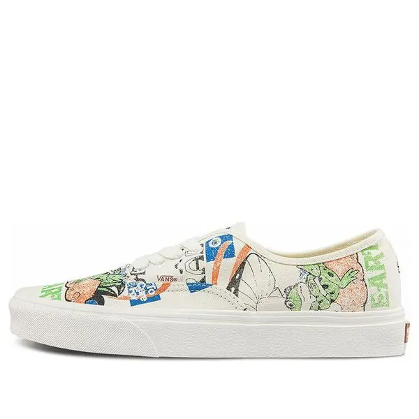 VANS Authentic Low Top Sneakers With Graphic Print - White/black/blue