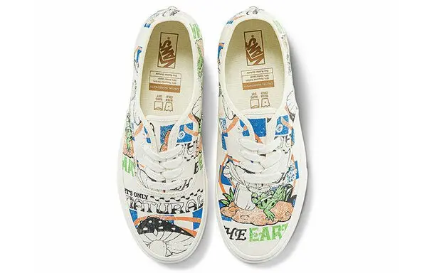 VANS Authentic Low Top Sneakers With Graphic Print - White/black/blue