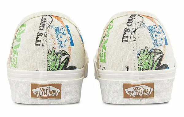VANS Authentic Low Top Sneakers With Graphic Print - White/black/blue