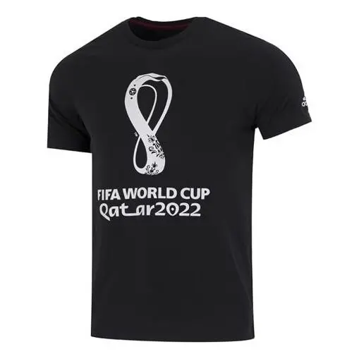 Adidas Geometry Pattern Alphabet Printing Athleisure Casual Sports Round Neck Short Sleeve Black T-shirt - Default Color