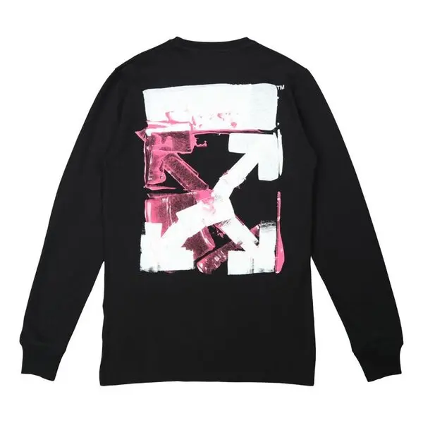 Off-White Fw21 Color Painting Arrow Round Neck Pullover Long Sleeves Slim Fit T-shirt - Black