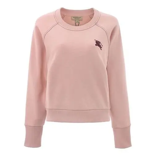Burberry Round Neck Pullover Long Sleeve Hoodie - Pink