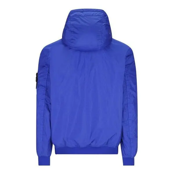 Stone Island Logo Patch Hooded Track Jacket - Blue
