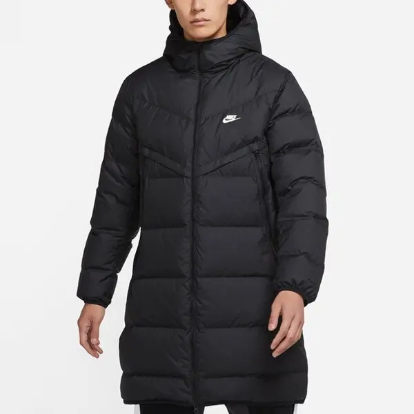 Nike Logo Mid-length Sports Hooded Down Jacket