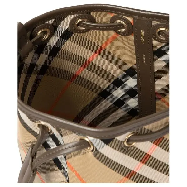 Burberry Checked Drawstring Bucket Bag