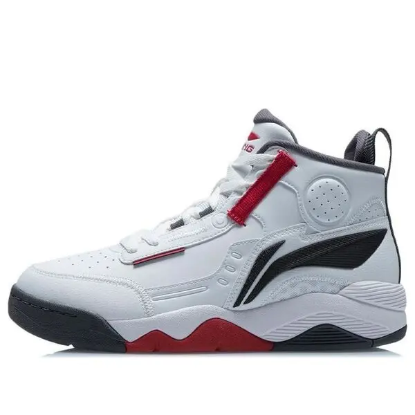LI-NING Basketball High Top Sneakers - White/black/red