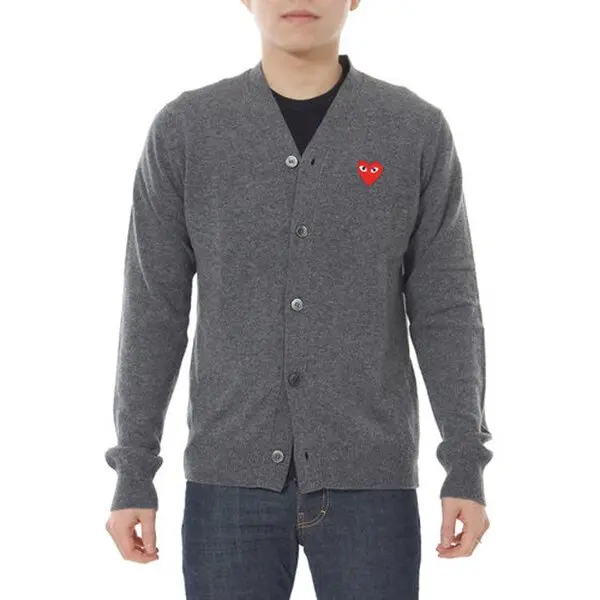 Play Comme Des Garcon Cardigan With Emblem Detail - Grey