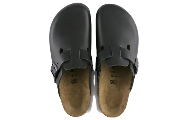 BIRKENSTOCK Boston Natural Leather Clogs - Black