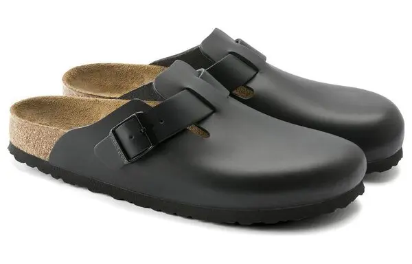 BIRKENSTOCK Boston Natural Leather Clogs - Black