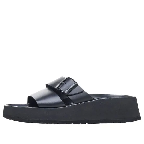 BIRKENSTOCK Almina Leather Platform Sandals - Black