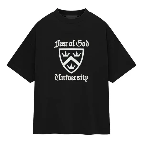 Fear Of God Ss25 Heavy T-shirt 'college Shield - Black