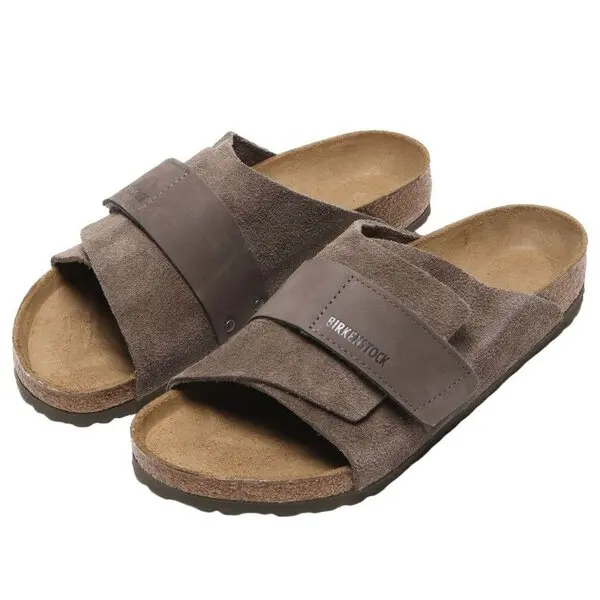 BIRKENSTOCK Kyoto Nubuck-suede Sandals - Concrete Gray