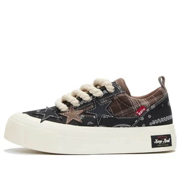 KAALIXTO Skateboarding Canvas Low 'paisley' Sneakers - Black/brown/beige