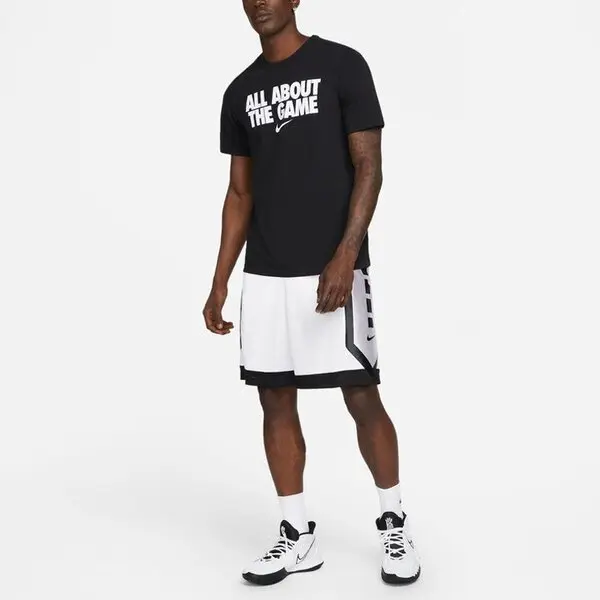 Nike Alphabet Printing Solid Color Round Neck Pullover Short Sleeve Black T-shirt - Multi-color