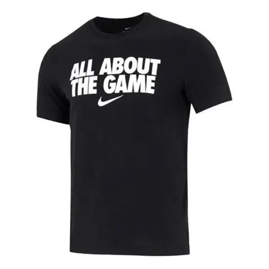 Nike Alphabet Printing Solid Color Round Neck Pullover Short Sleeve Black T-shirt - Multi-color