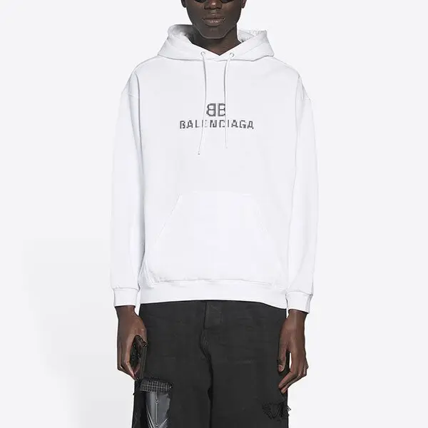 Balenciaga Bb Pixel Hoodie - White