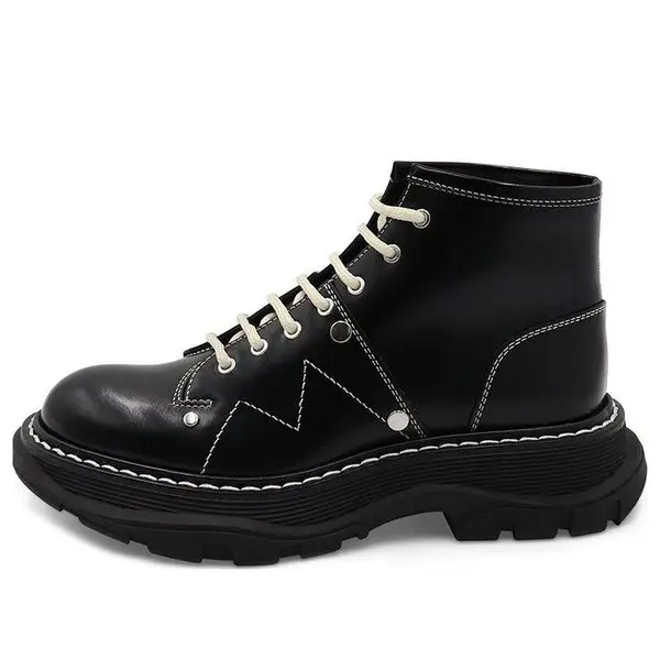 Alexander McQueen Tread Lace Up Boot - Black/silver