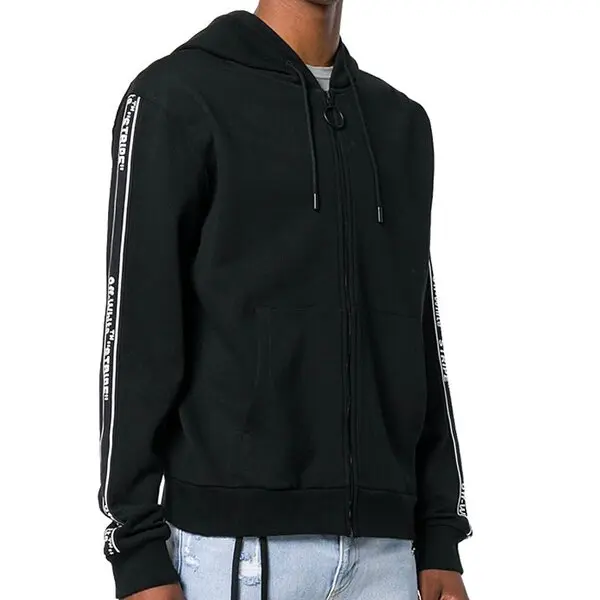 Off-White Zip-up Stripe Fleece Hoodie