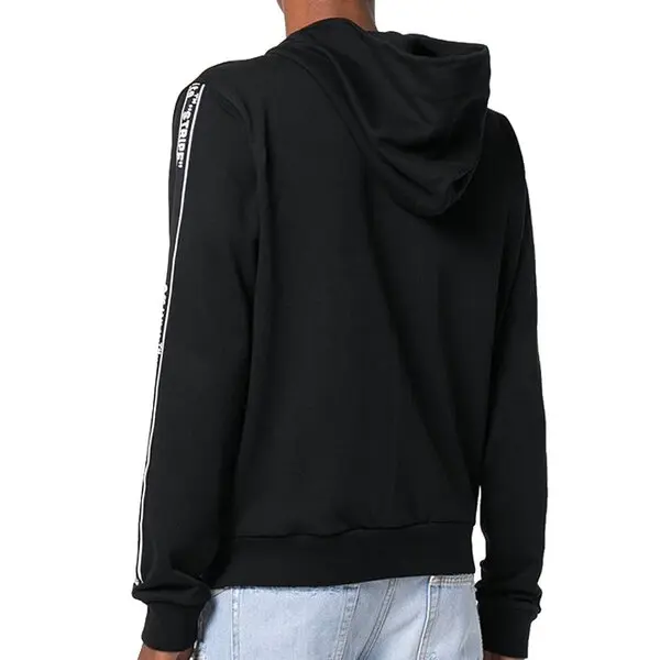 Off-White Zip-up Stripe Fleece Hoodie - Black
