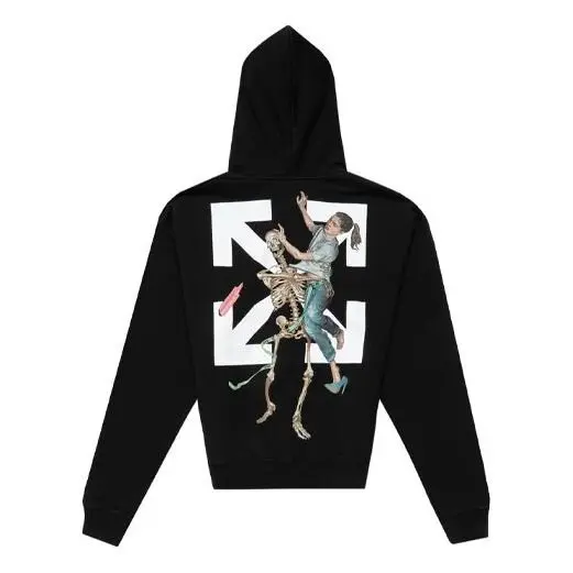 Off-White Cotton Arrow Printing Hoodie - Black