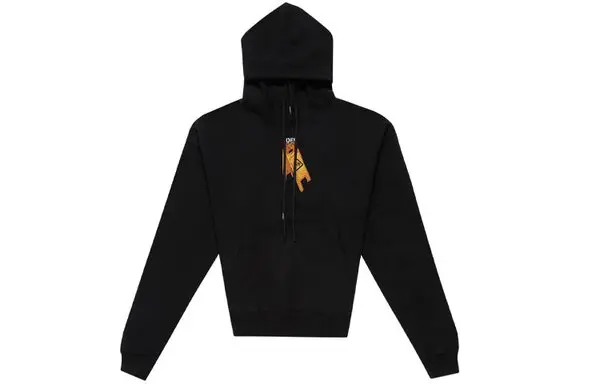 Off-White Cotton Arrow Printing Hoodie - Black