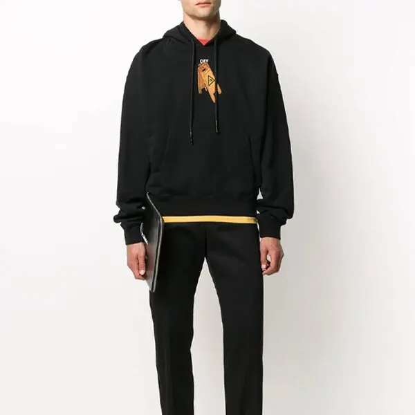 Off-White Cotton Arrow Printing Hoodie - Black