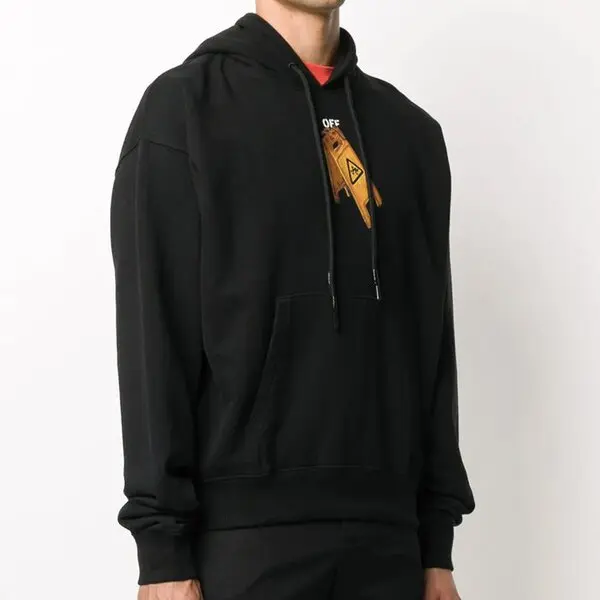 Off-White Cotton Arrow Printing Hoodie - Black