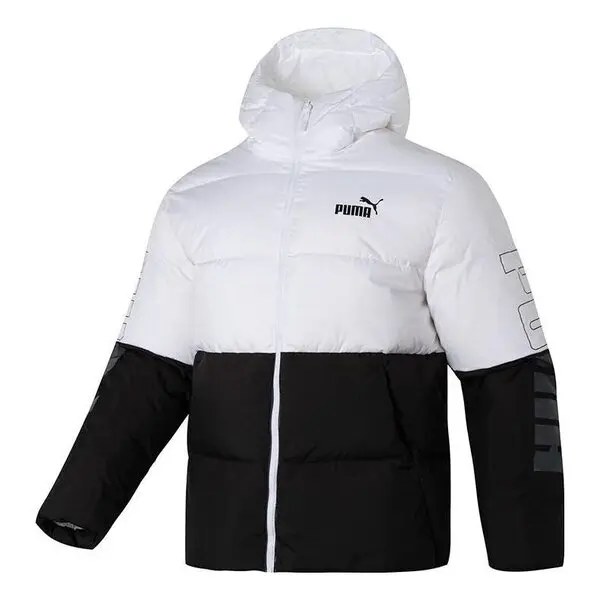 PUMA Colorblock Hooded Puffer Jacket - Black