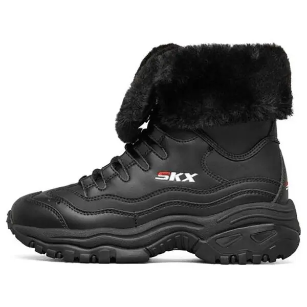 Sketchers Energy Lace-up Fur Trimmed Athletic Boots - Black